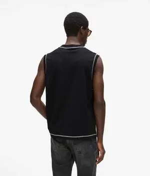 KL JEANS Relaxed Contrast Stitch Sleeveless Top - Black