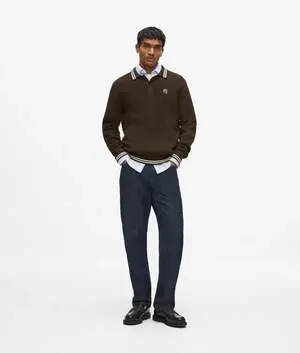 Karl Lagerfeld Ikon Long-sleeved Knit Polo Shirt