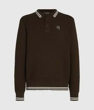 Karl Lagerfeld Ikon Long-sleeved Knit Polo Shirt