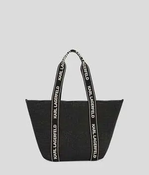 Karl Lagerfeld Logo Woven Tote Bag - Black