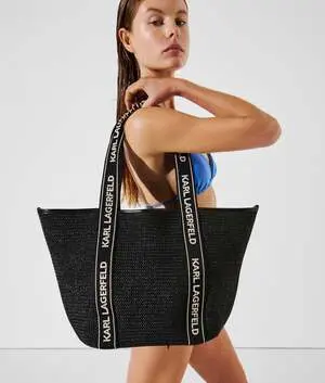Karl Lagerfeld Logo Woven Tote Bag