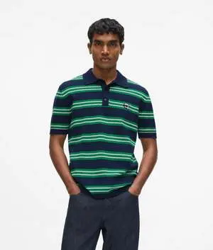 Karl Lagerfeld Ikon Stripe Knit Polo Shirt - Bosphorus