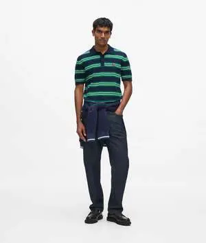 Karl Lagerfeld Ikon Stripe Knit Polo Shirt