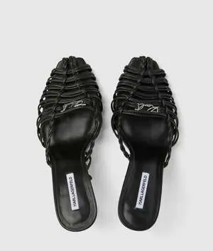 Karl Lagerfeld Debutante Woven Leather Heeled Sandals