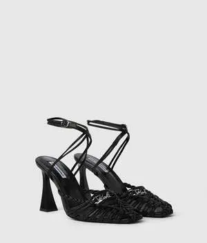 Karl Lagerfeld Debutante Woven Leather Heeled Sandals