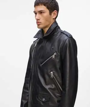 Karl Lagerfeld Essential Leather Biker Jacket