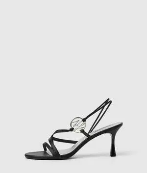 Karl Lagerfeld Sienna Cord Heeled Sandals - Black