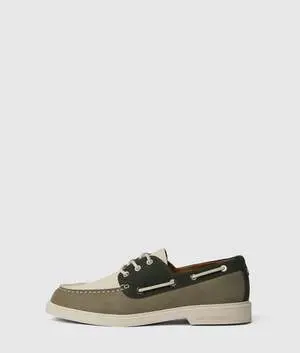 Karl Lagerfeld Kori Tri-color Boat Shoes - Khaki