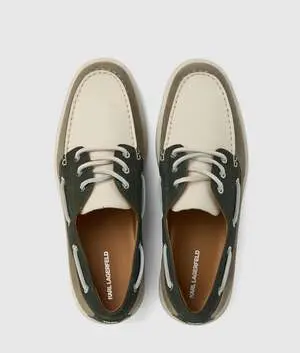 Karl Lagerfeld Kori Tri-color Boat Shoes - Khaki