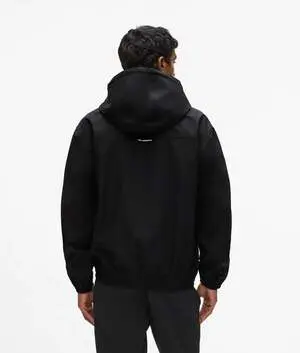 Karl Lagerfeld Hooded Logo Patch Zip-up Jacket