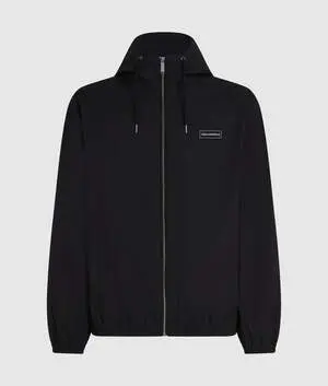 Karl Lagerfeld Hooded Zip-up Jacket With Logo Patch