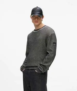 KL JEANS Jeans Waffle Knit Crew Neck Sweater