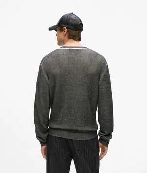 KL JEANS Jeans Waffle Knit Crew Neck Sweater