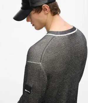 KL JEANS Jeans Waffle Knit Crew Neck Sweater