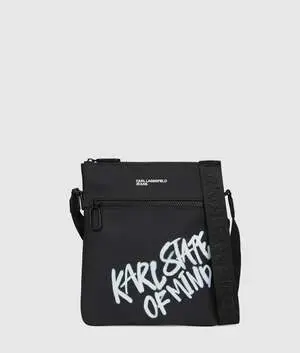 KL JEANS Jeans Coated Flat Crossbody Bag - Black