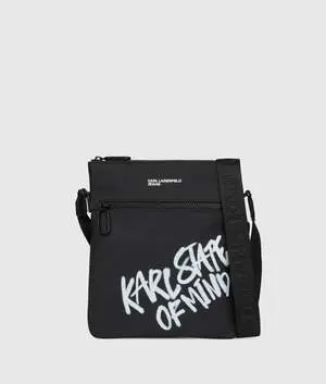 KL JEANS Jeans Coated Flat Crossbody Bag - Black