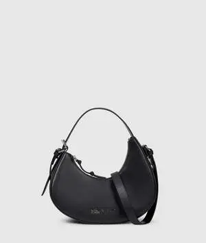 KL JEANS Jeans Rounded Leather Top Handle Bag - Black