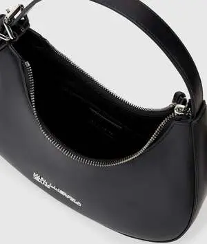 Karl Lagerfeld Rounded Leather Top Handle Bag - Black