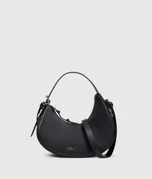 Karl Lagerfeld Rounded Leather Top Handle Bag - Black