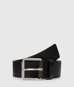KL JEANS Cracked Leather Belt - Black