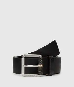 KL JEANS Cracked Leather Belt - Black