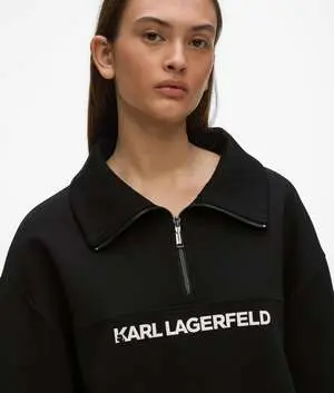 Karl Lagerfeld Logo Athleisure Half-zip Sweatshirt - Black