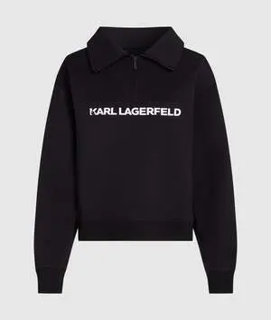 Karl Lagerfeld Logo Athleisure Half-zip Sweatshirt - Black