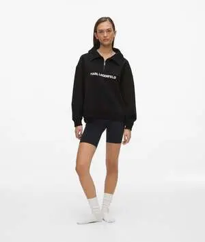 Karl Lagerfeld Logo Athleisure Half-zip Sweatshirt - Black