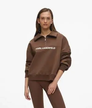 Karl Lagerfeld Logo Athleisure Half-zip Sweatshirt - Chestnut