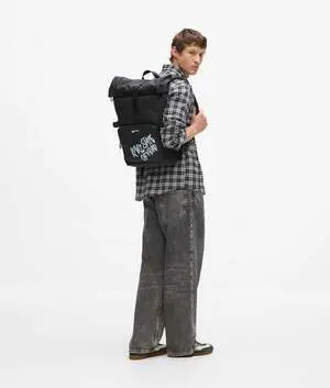 KL JEANS Jeans Coated Roll-top Backpack With Graphic Artwork