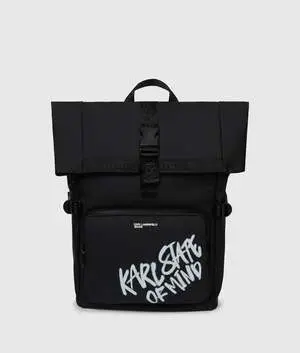 Karl Lagerfeld Coated Roll-top Backpack - Black