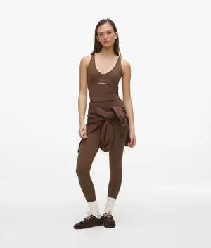 Karl Lagerfeld Contrast Piping Athleisure Tank Top - Chestnut