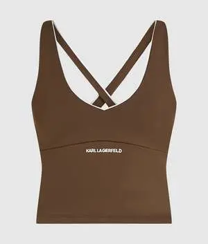 Karl Lagerfeld Contrast Piping Athleisure Tank Top - Chestnut