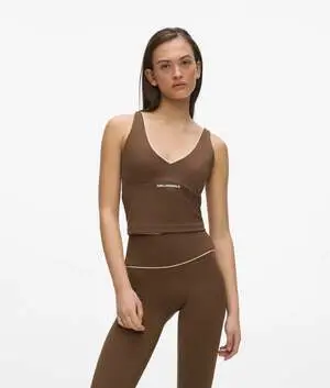 Karl Lagerfeld Contrast Piping Athleisure Tank Top - Chestnut