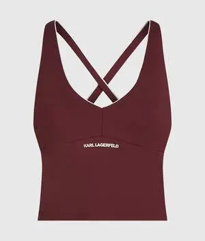 Karl Lagerfeld Contrast Piping Athleisure Tank Top - Windsor Wine