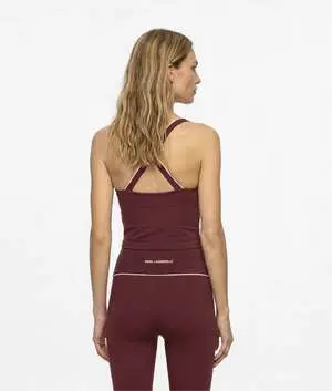 Karl Lagerfeld Contrast Piping Athleisure Tank Top - Windsor Wine