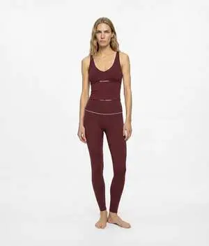 Karl Lagerfeld Contrast Piping Athleisure Tank Top - Windsor Wine