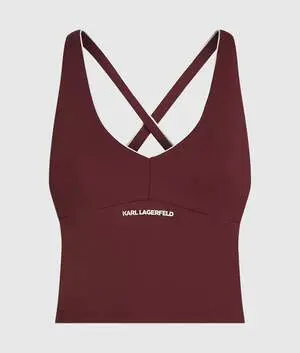 Karl Lagerfeld Contrast Piping Athleisure Tank Top - Windsor Wine