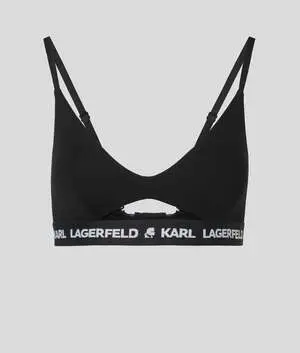 Karl Lagerfeld Logo Peephole Bra - Black