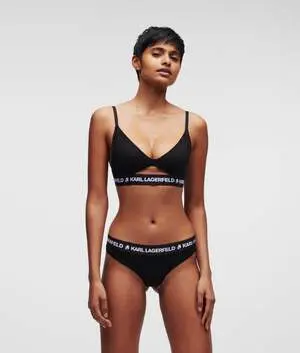 Karl Lagerfeld Logo Peephole Bra - Black