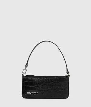KL JEANS Transformable Croc-effect Pouch - Black
