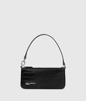 Karl Lagerfeld Transformable Croc-effect Pouch - Black