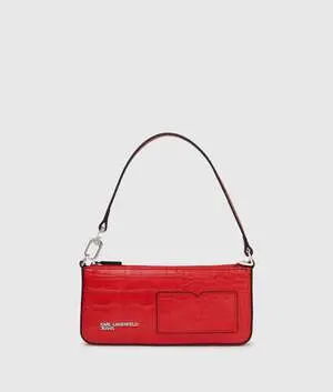 Karl Lagerfeld Transformable Croc-effect Pouch - High Risk Red