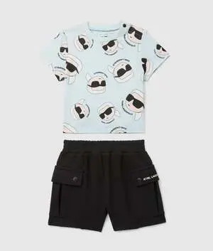 Karl Lagerfeld Baby Ikon Print T-shirt And Cargo Shorts Set