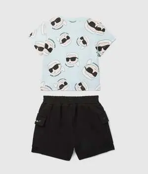 Karl Lagerfeld Baby Ikon Print T-shirt And Cargo Shorts Set
