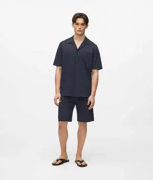 Karl Lagerfeld Monogram Short-sleeved Shirt - Navy