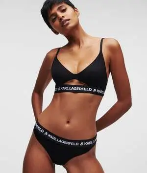 Karl Lagerfeld Logo Thong - Black