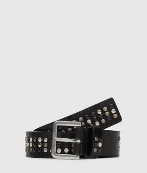 KL JEANS Leather Studded Belt - Black