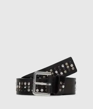 KL JEANS Leather Studded Belt - Black