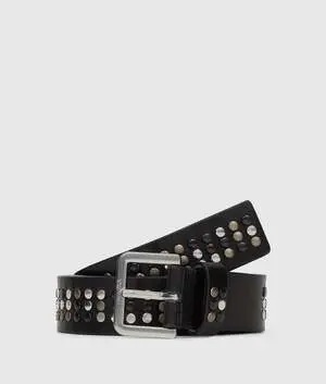 Karl Lagerfeld Leather Studded Belt - Black